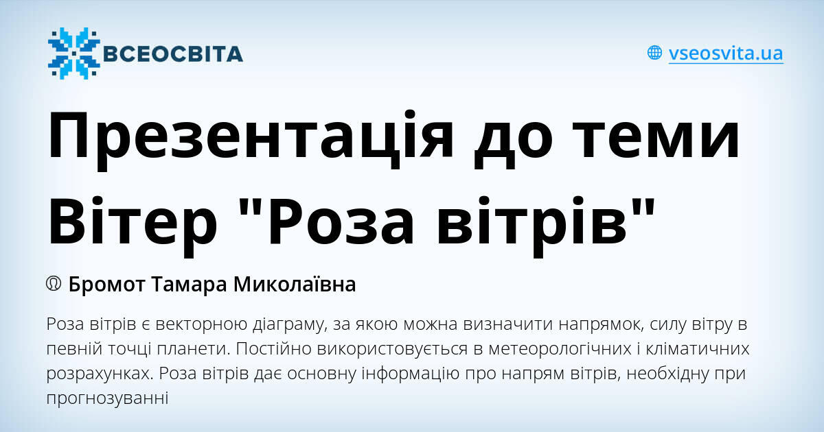 Презентація до теми Вітер "Роза вітрів" | Презентація. Географія