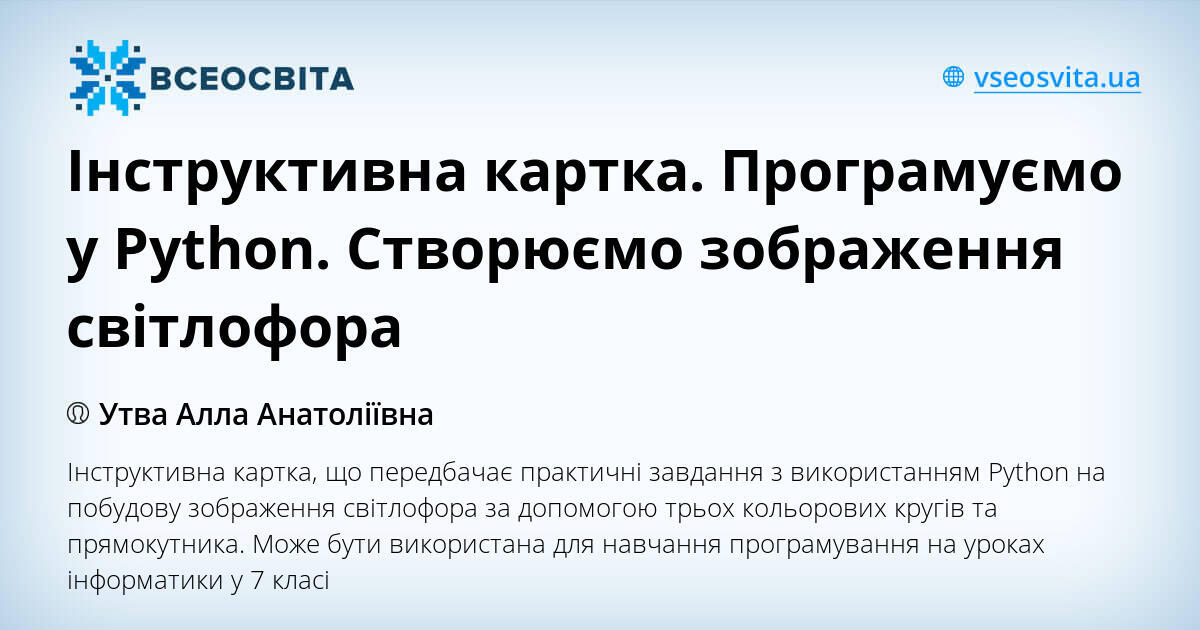 Інструктивна картка. Програмуємо у Python. Створюємо зображення ...
