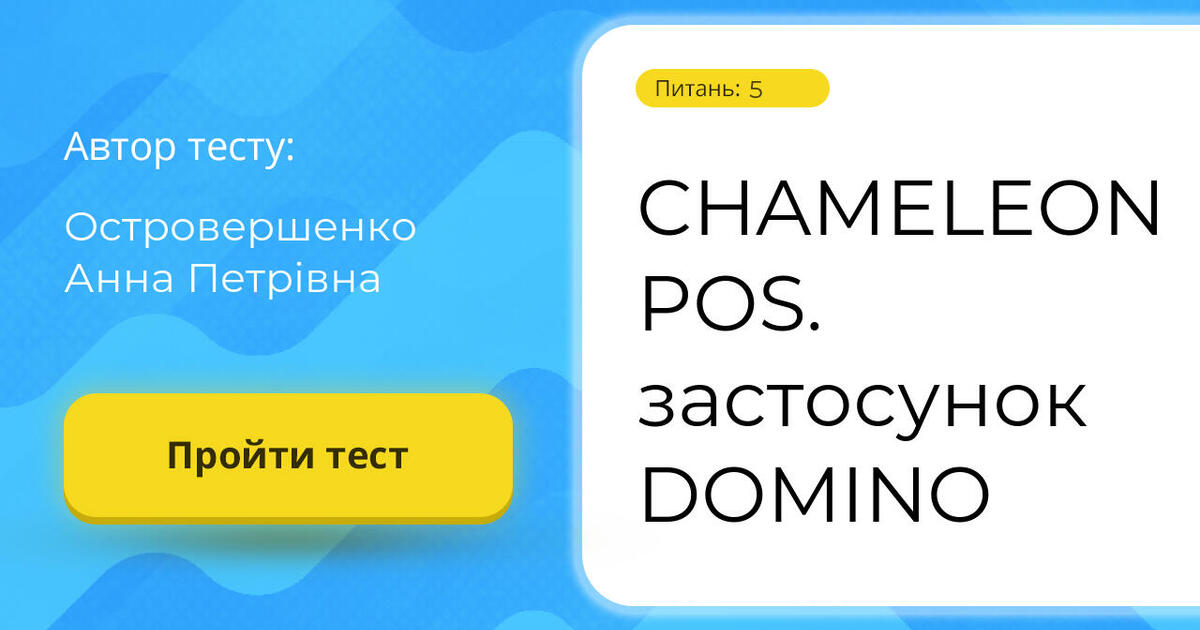 CHAMELEON POS. застосунок DOMINO | Тест на 5 запитань. Обладнання підприємств торгівлі