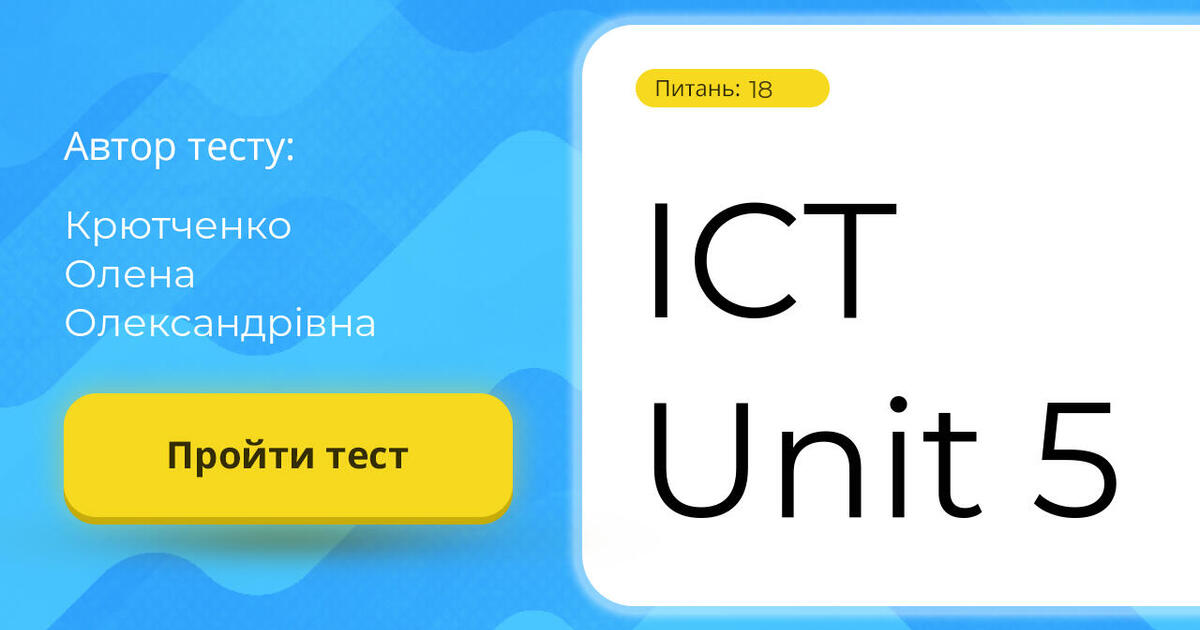 ICT Unit 5 | Тест на 18 запитань. Англійська мова