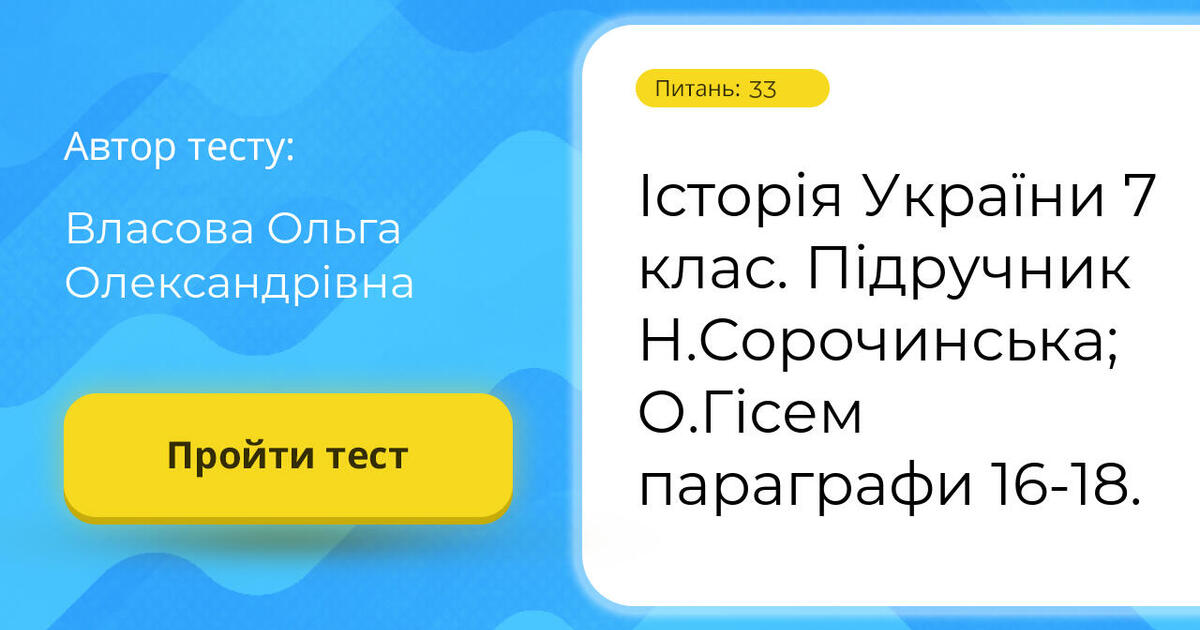 Історія України 7 клас Підручник Н Сорочинська О Гісем параграфи 16